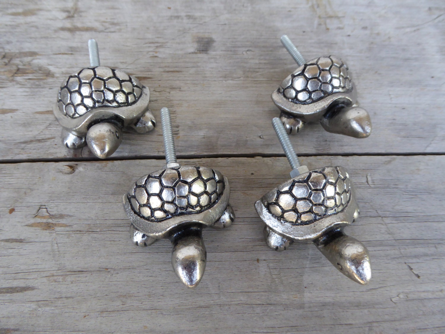 Sea Turtle Tortoise Knob Antique Silver Pewter Decorative - Etsy