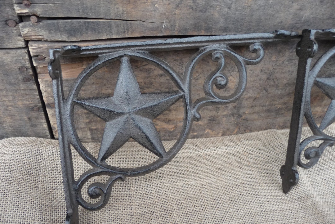 Set of 2 WESTERN STAR Brackets Cast Iron Shelf Brackets Farmhouse ...