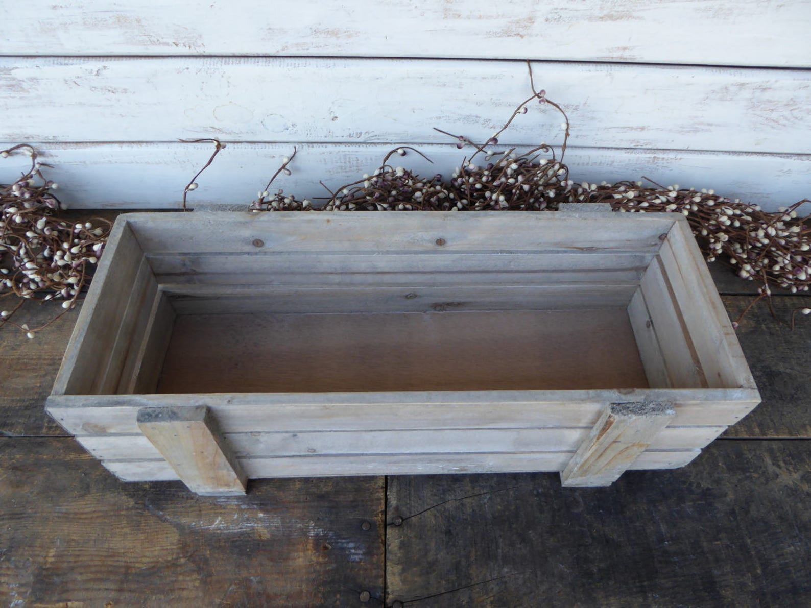 Solid Wood Open Slat Crate Box Rustic Urban Farmhouse Home Decor ...