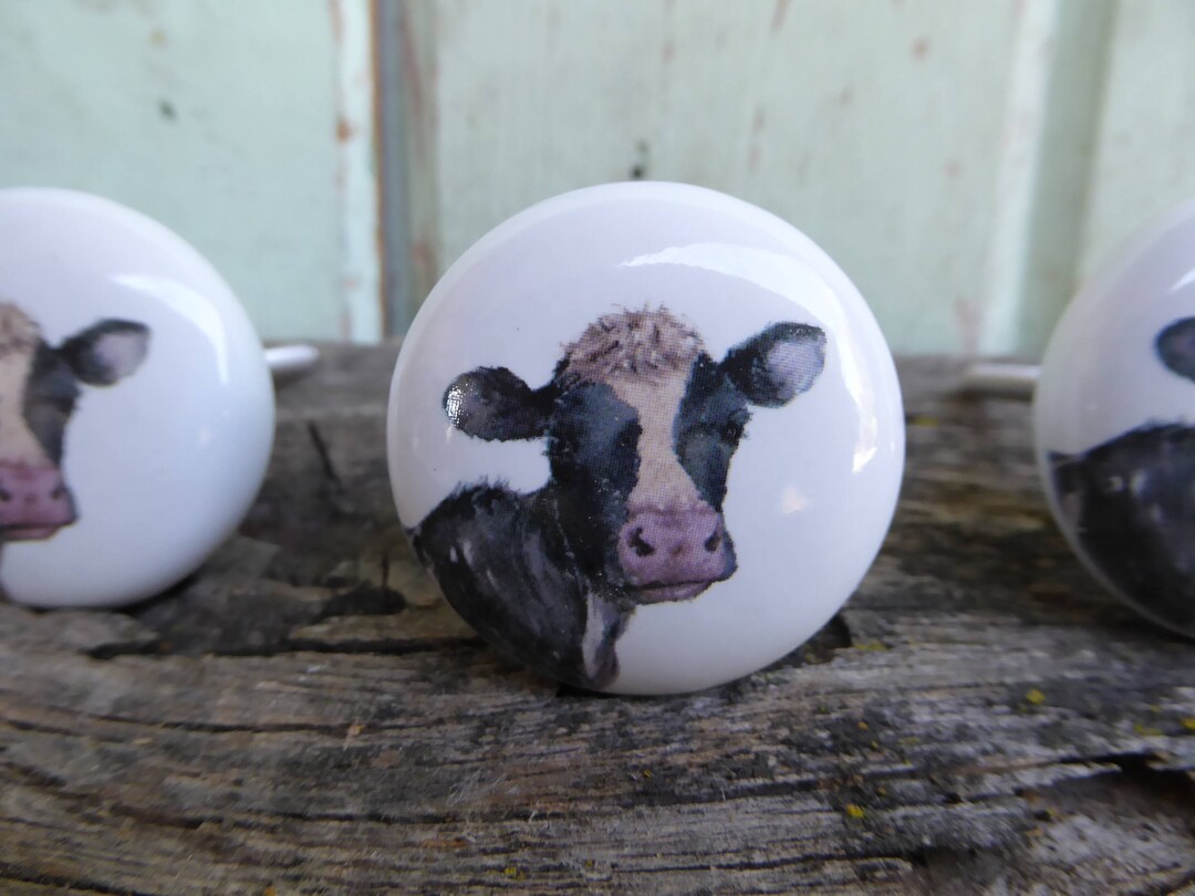 COW Ceramic Drawer Pull Knob ~ Country Farm Dairy Animal Knob ...