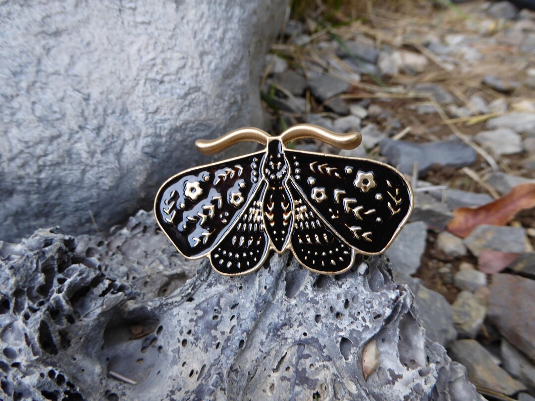 Black and Gold Enamel Inlay BUTTERFLY Knob Drawer Pull Cottage Garden ...