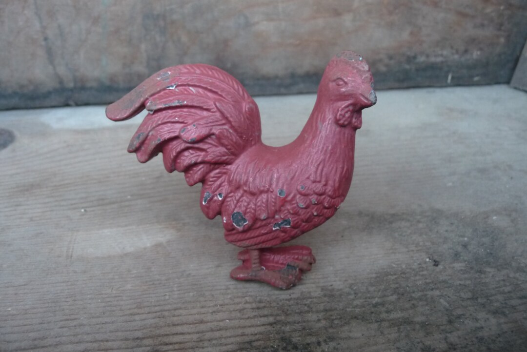 Rustic Distressed Red ROOSTER Chicken Knob - Drawer Pull - Cabinet ...