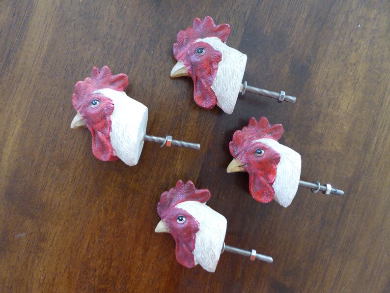 Chicken ROOSTER Head Knob Farmhouse Farm Country Distressed - Etsy
