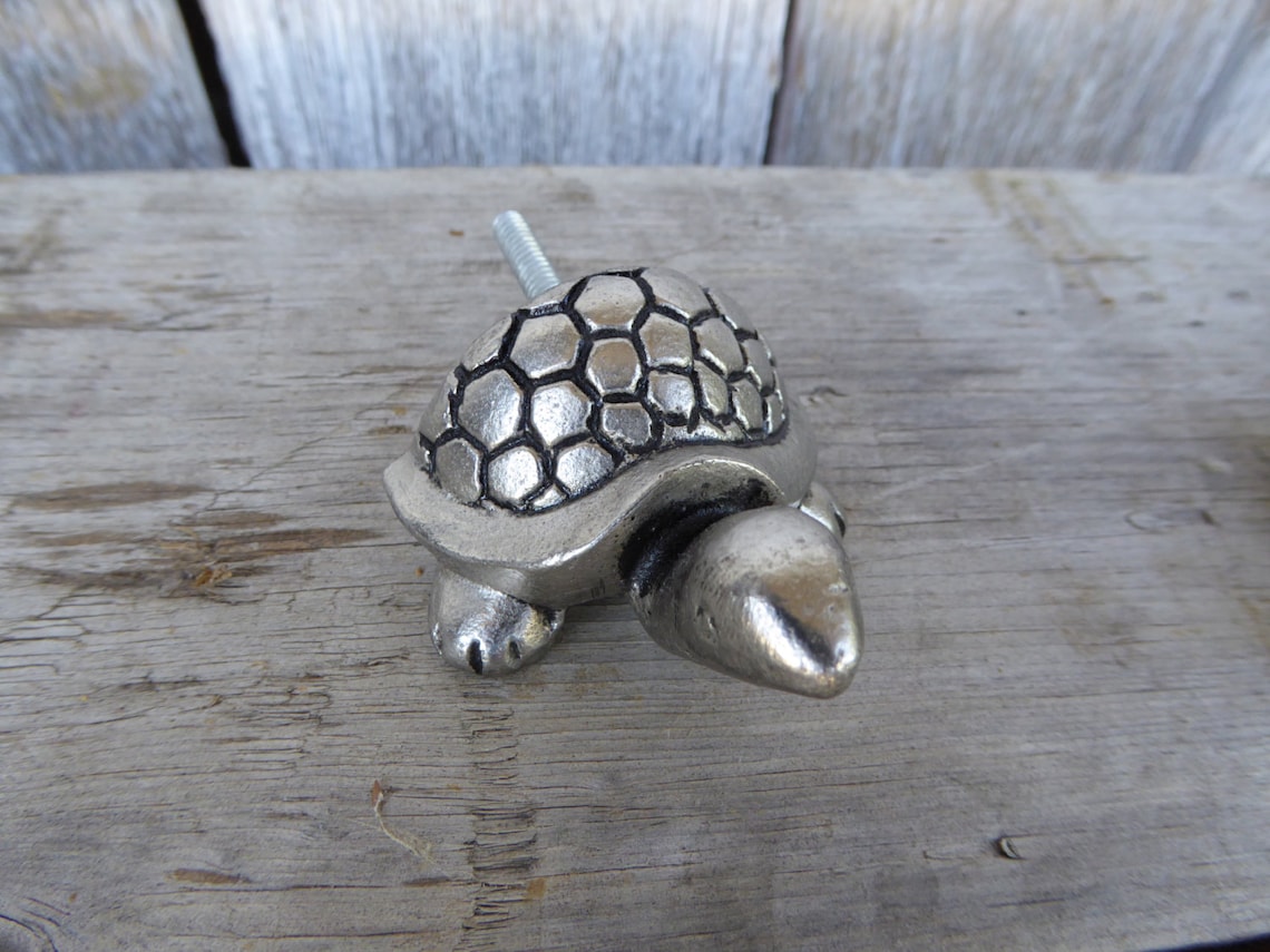 Sea Turtle Tortoise Knob Antique Silver Pewter Decorative - Etsy