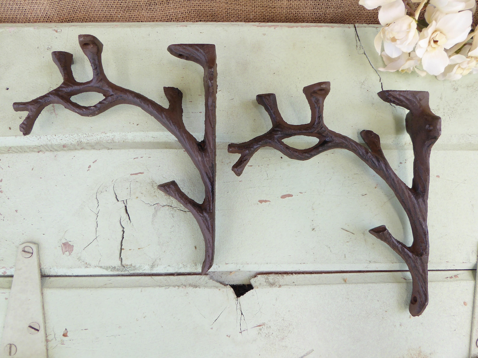 Set of 2 TREE BRANCH Brackets Cast Iron Metal Shelf Brackets - Etsy