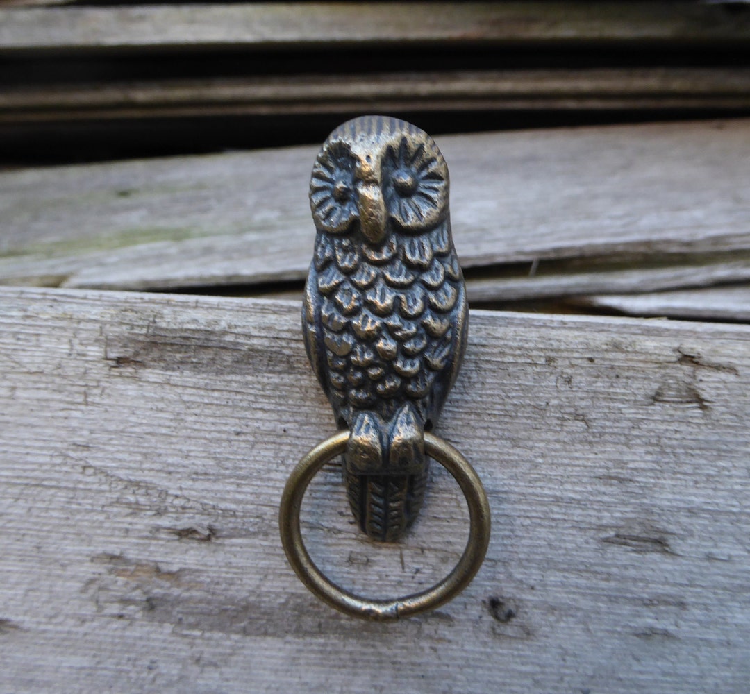 OWL Ring Pull Knob Beautiful Detailedrustic Bronze Metal Bird Dresser ...
