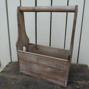 Distressed White Wash WOOD Box CRATE Tool Box Rustic Urban Farmhouse ...