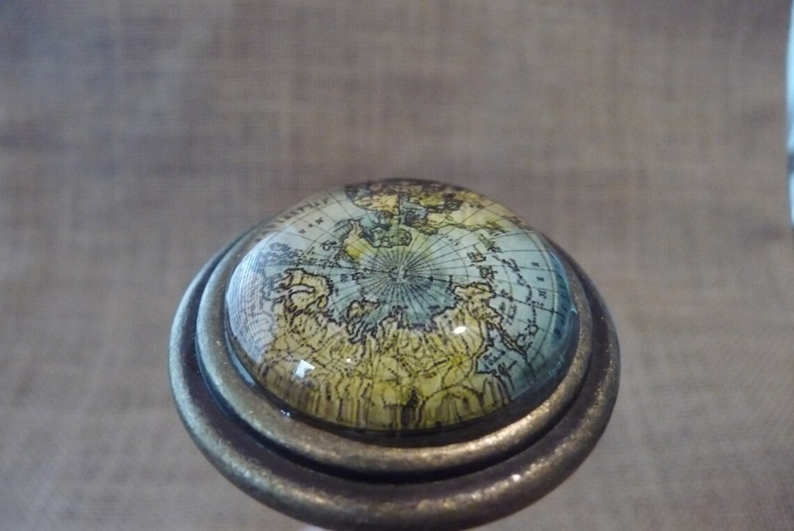 Antique Brass Metal Map Globe Atlas Drawer Pull Knob Travel | Etsy