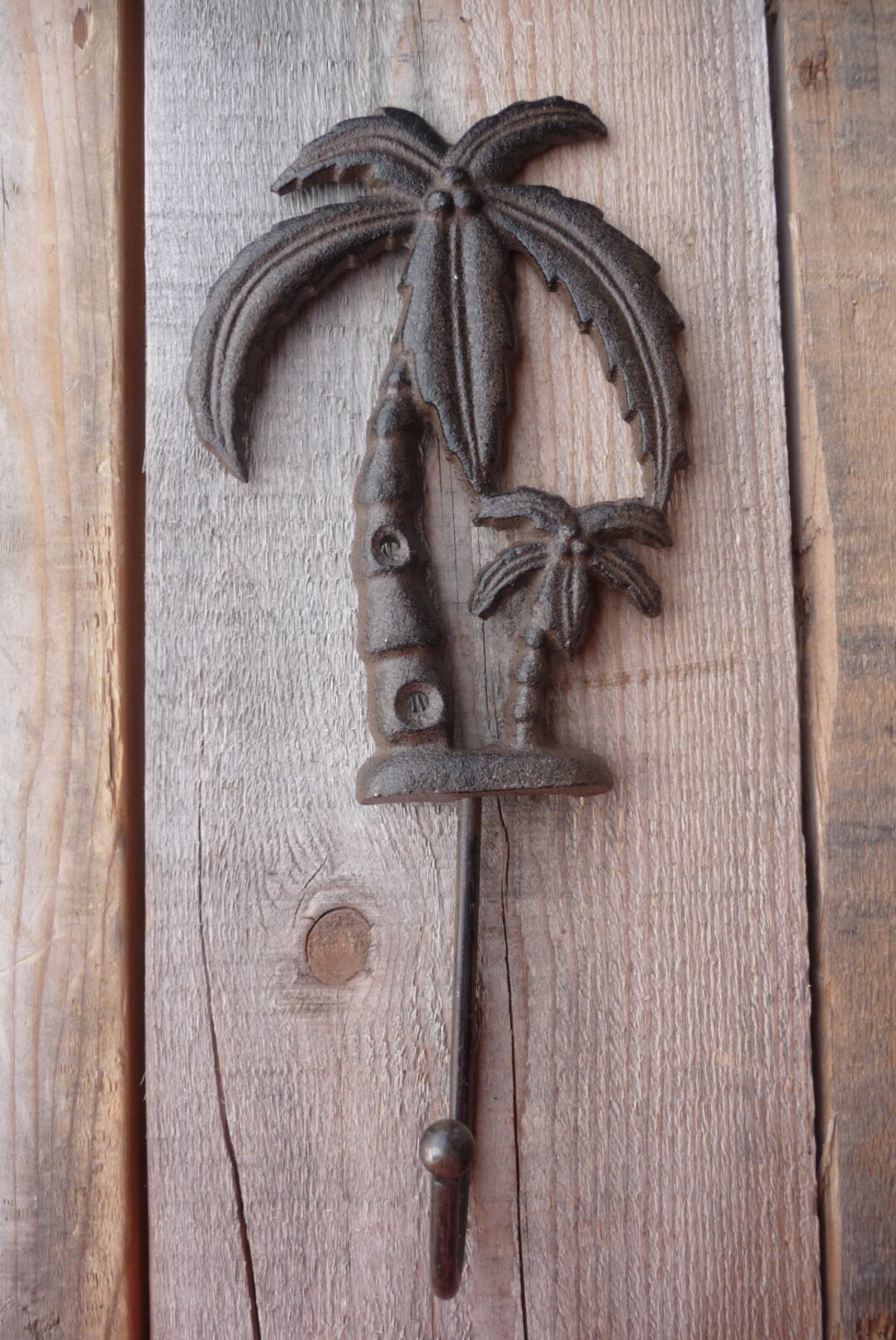 Palm Tree Wall Hook Cast Iron Metal Bath Decor Towel Bathroom coastal ...