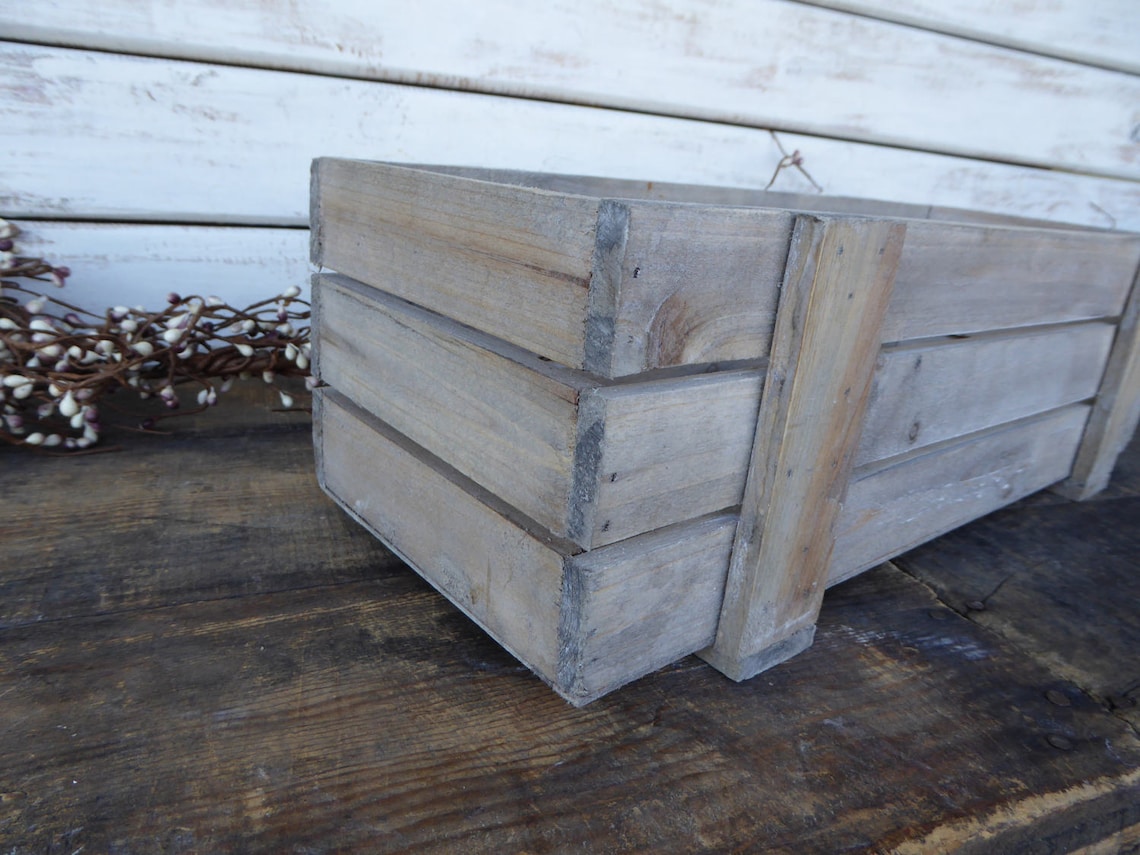Solid Wood Open Slat Crate Box Rustic Urban Farmhouse Home | Etsy