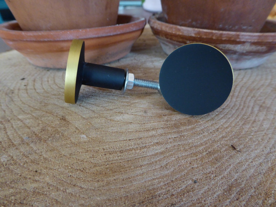 Matte Gold and Black Simple Modern Round Circle Knob Drawer Pull Mid ...