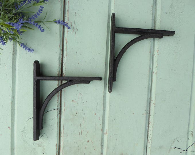 Set of 2 Simple Arch Shelf Brackets 6 X 7 Cast Iron Rustic Farmhouse ...
