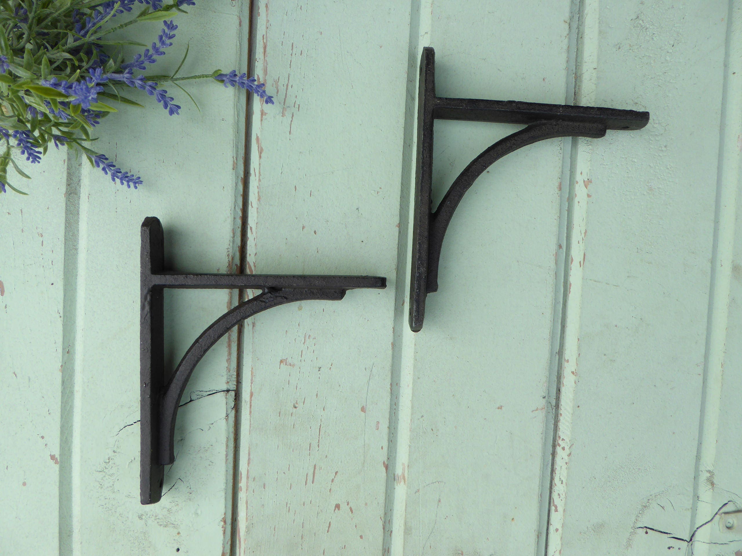 Set of 2 Simple Arch Shelf Brackets 6 x 7 Cast Iron Rustic | Etsy