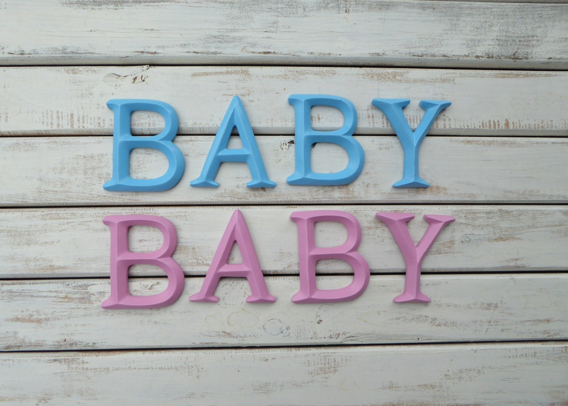 Blue OR Pink BABY Letters Sign Family Nursery Wall Decor | Etsy