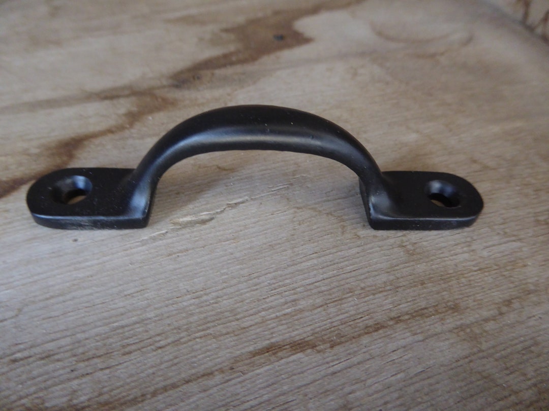 Small Black Metal Curved Handle Drawer Pull ~ Sleek Modern Industrial ...