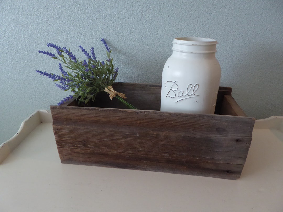 Reclaimed Weathered Wood Box Crate - Rustic Wedding - Barn Wood Planter ...
