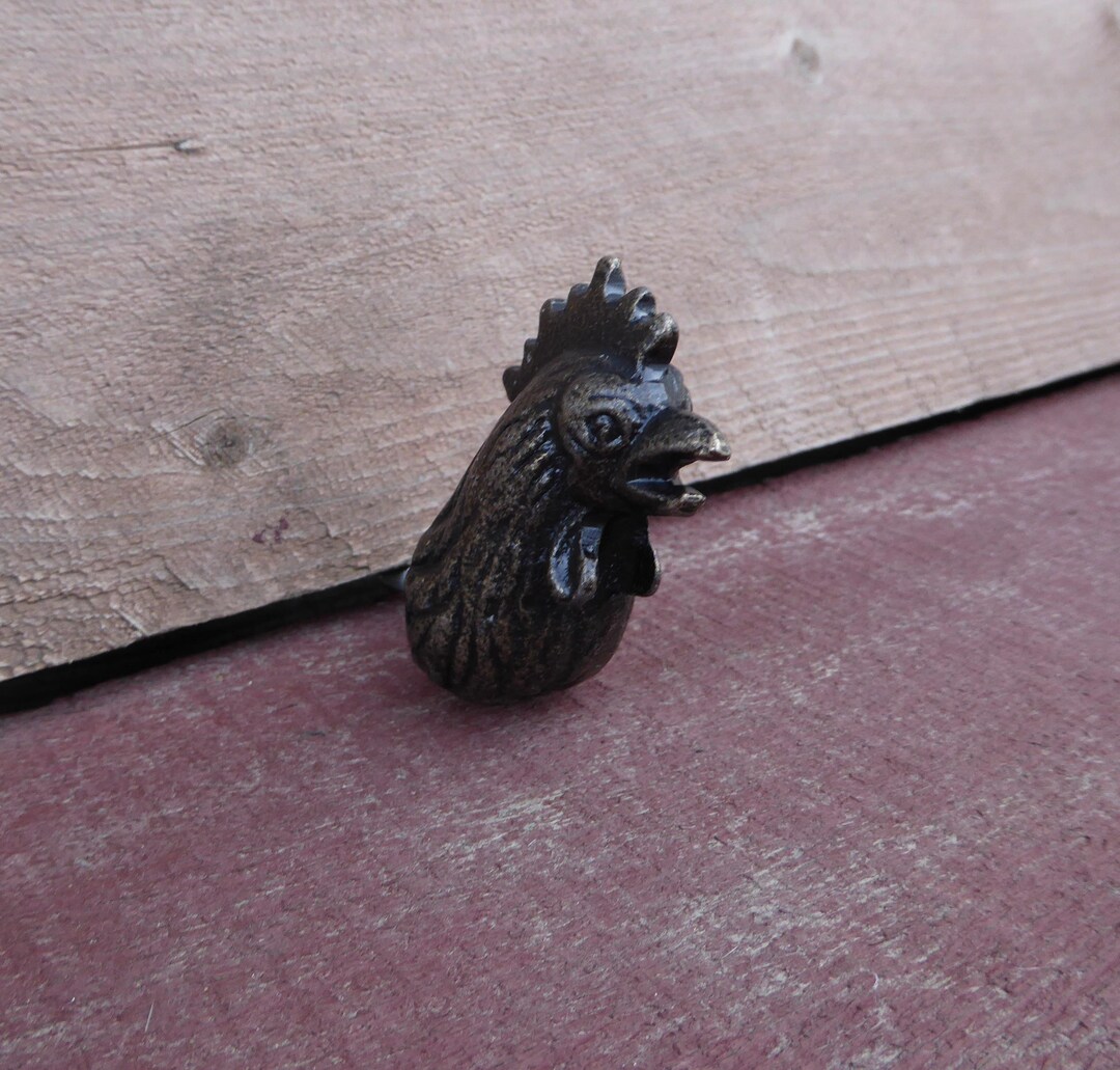 Chicken ROOSTER Head Knob Oil Rub Bronze Metal Drawer Pull Urban ...