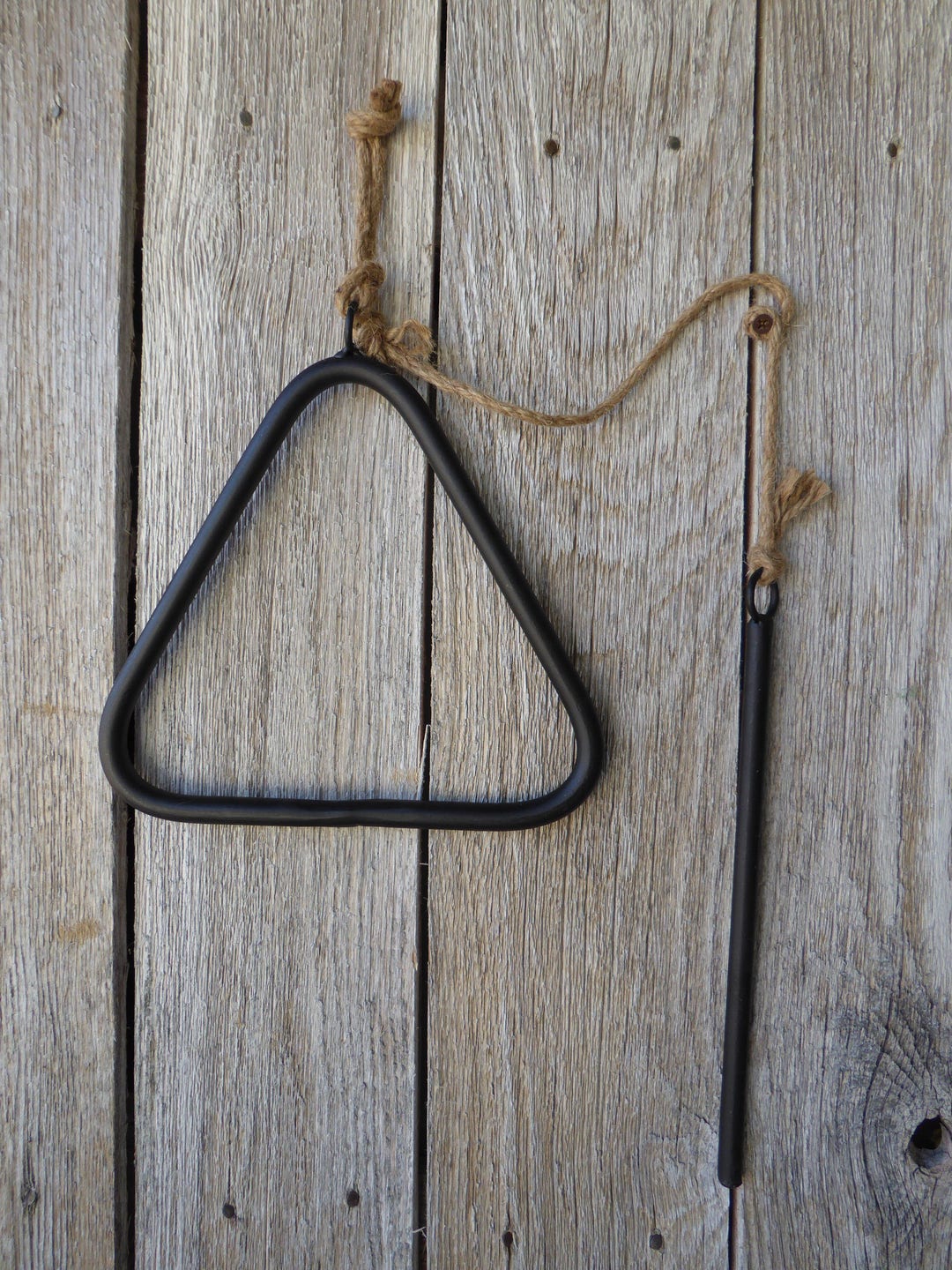 TRIANGLE DINNER BELL & Ringer Western Farm Ranch Cowboy Rustic Metal ...