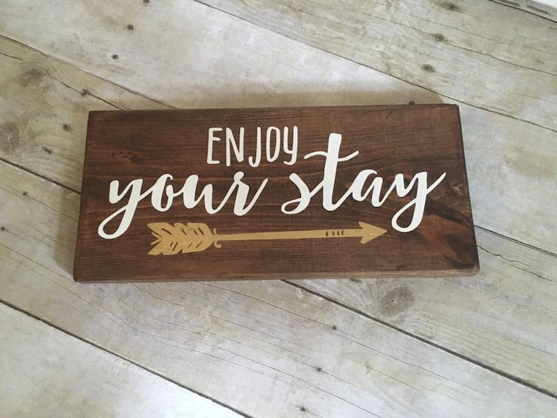 Wood Sign Enjoy Your Stay Sign Guest Room Decor Vacation | Etsy