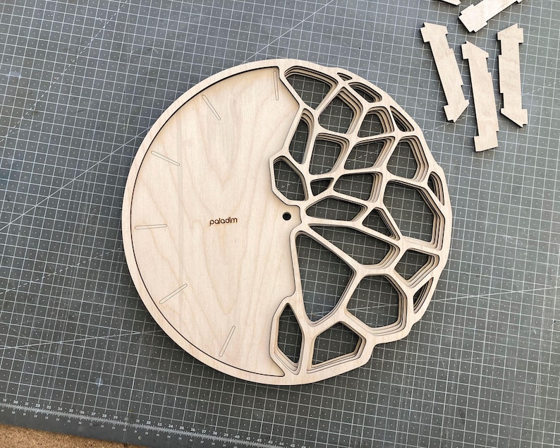 Industrial Organic Wall Clock - Made to Order From Birch Plywood, 30cm ...