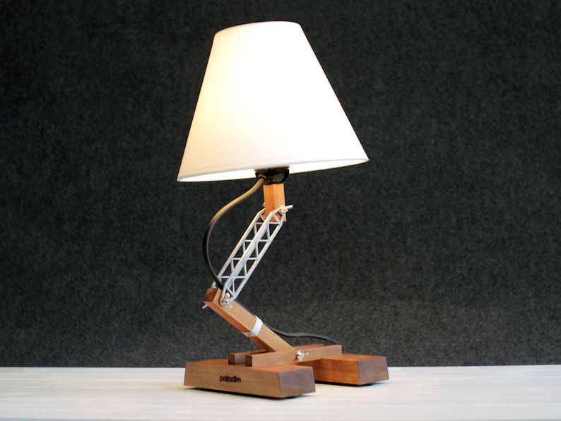 Industrial Table Lamp Wooden Lamp Bedside Lamp Modern Table | Etsy