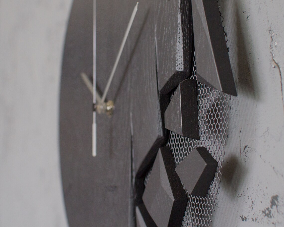 Abstract Wall Clock VREME 12" - Shattered Modern Art Timepiece ...