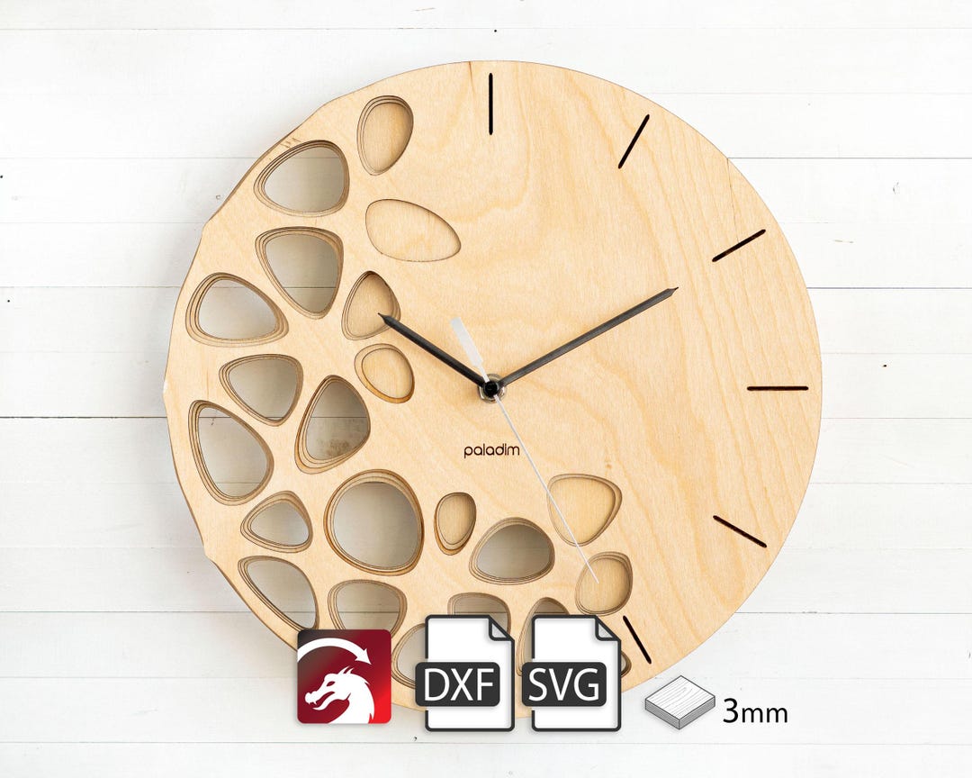 Organic Futuristic Wall Clock Digital File - Svg/dxf for CNC Laser ...