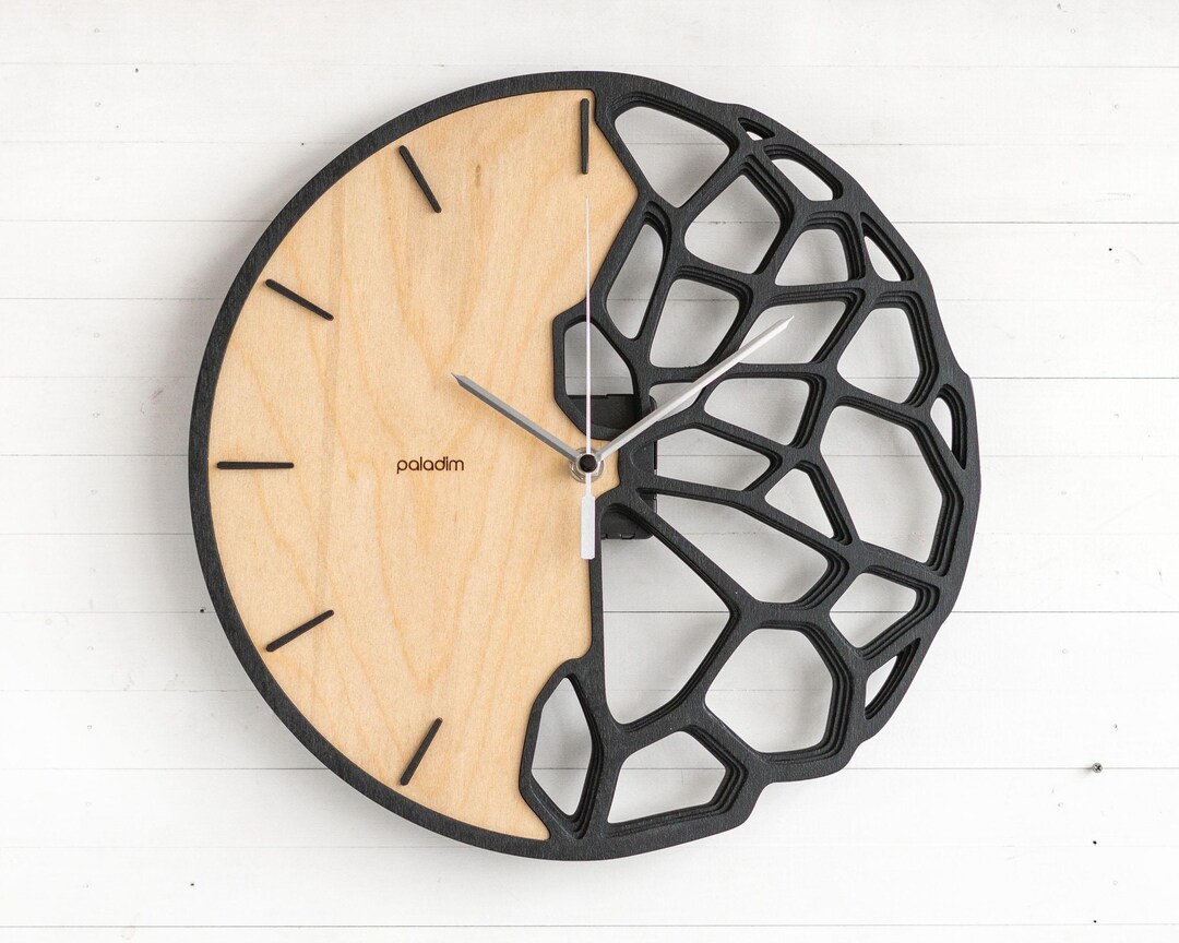 Industrial Organic Wall Clock - Made to Order From Birch Plywood, 30cm ...