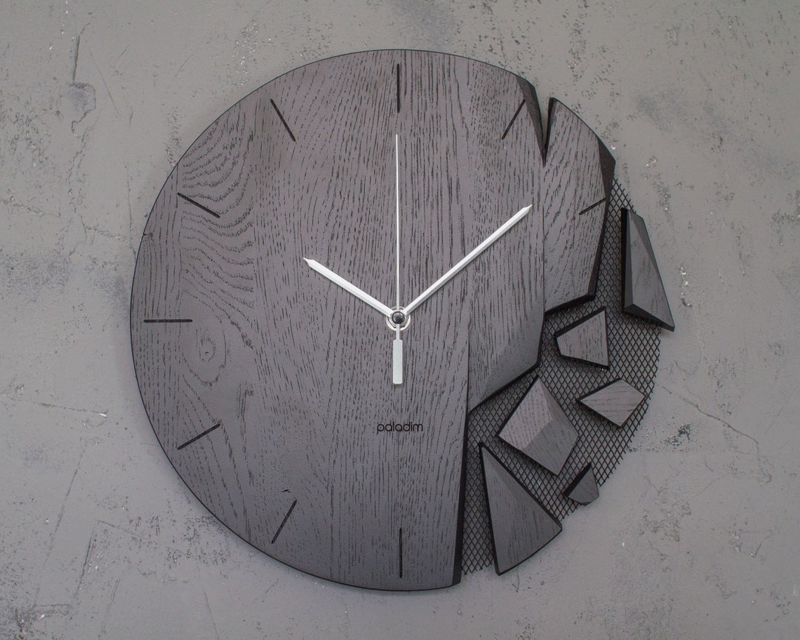 Abstract Wall Clock VREME 12" - Shattered Modern Art Timepiece ...