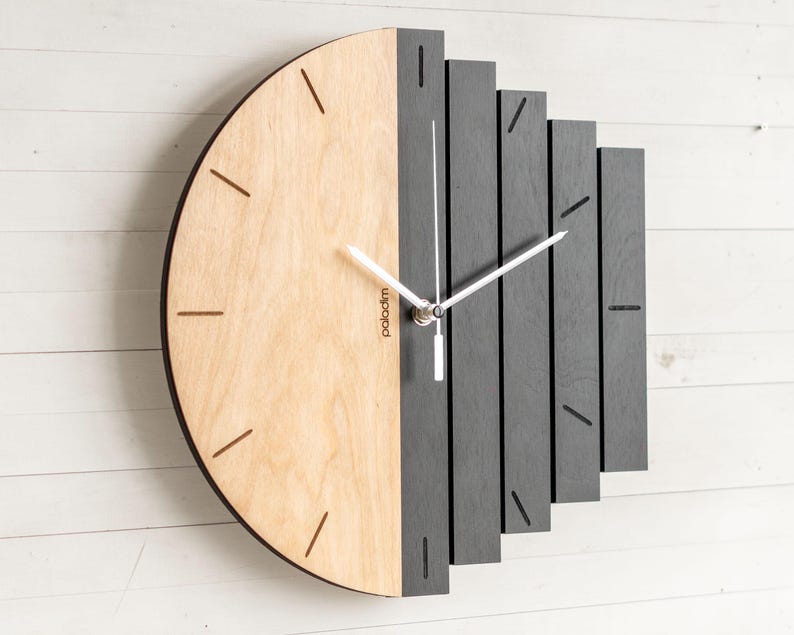 Industrial Wall Clock Laser Cut File: DIY Plywood Design (digital ...