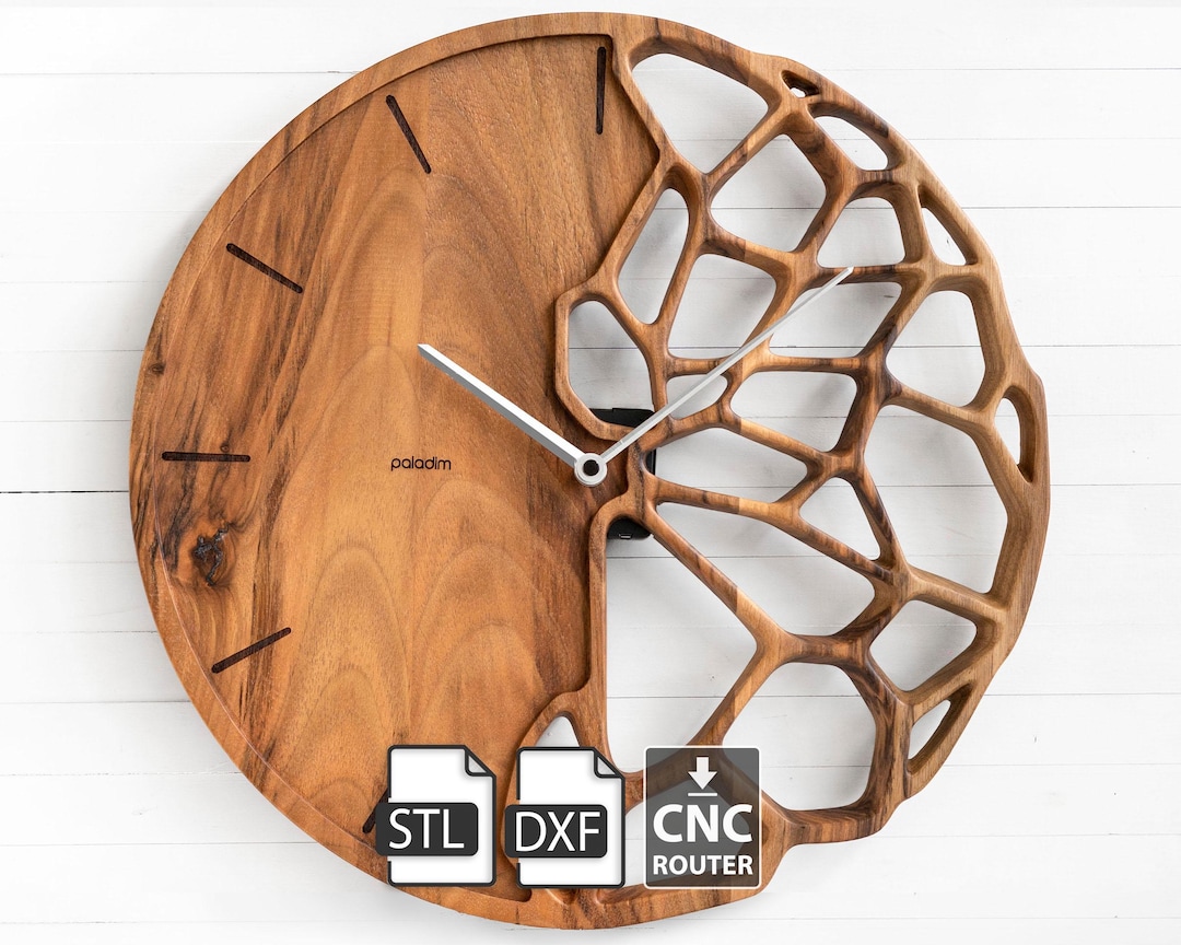 Futuristic Organic Wall Clock, Original Digital Design - for CNC Router ...