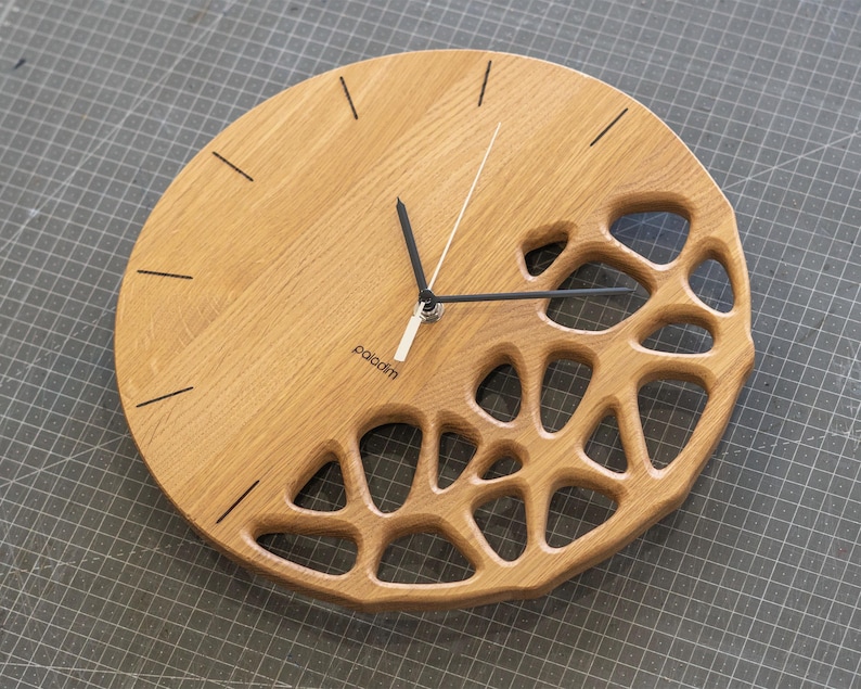 Organic Oak Wall Clock: Geometric Sculpture, Handmade Artisan Decor - Etsy