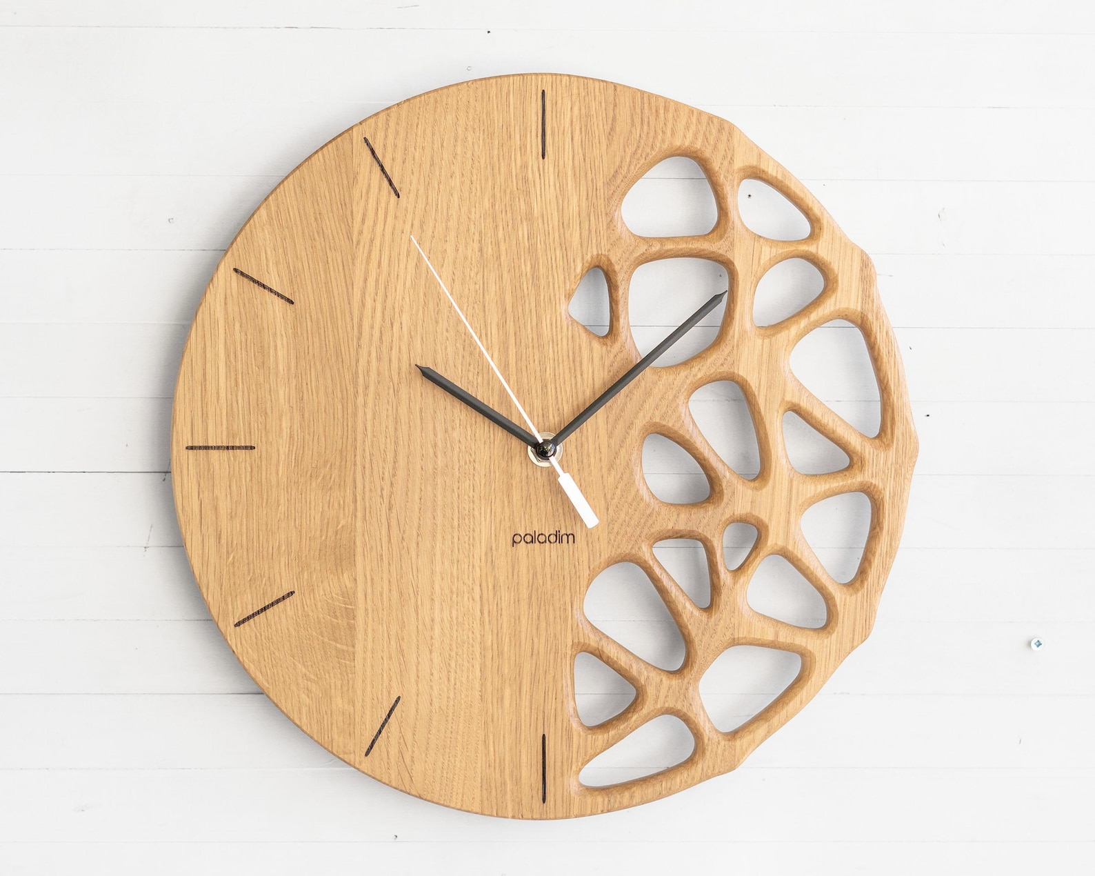 Organic Oak Wall Clock: Geometric Sculpture, Handmade Artisan Decor - Etsy