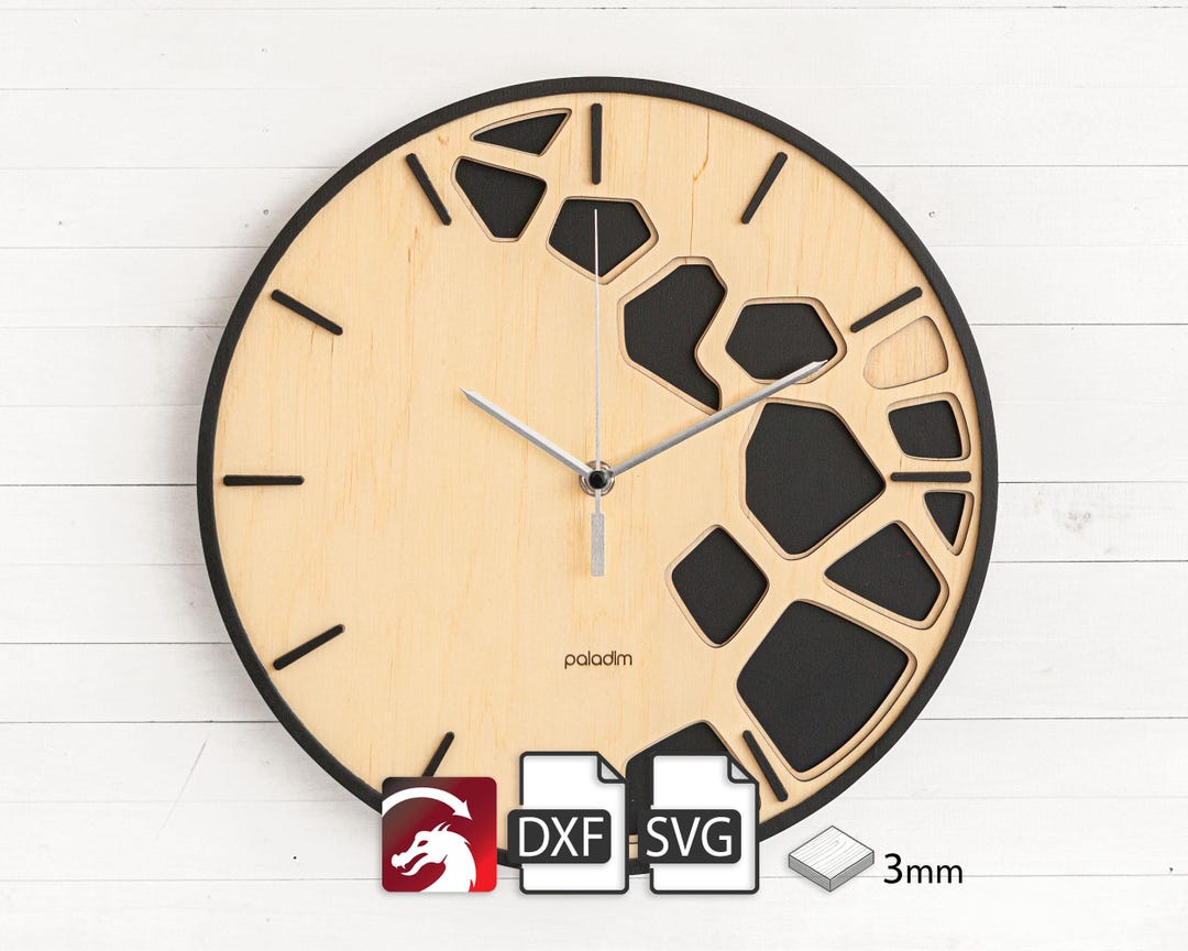 Incomplete Organic Wall Clock, Original Digital Design - Svg, Dxf for ...