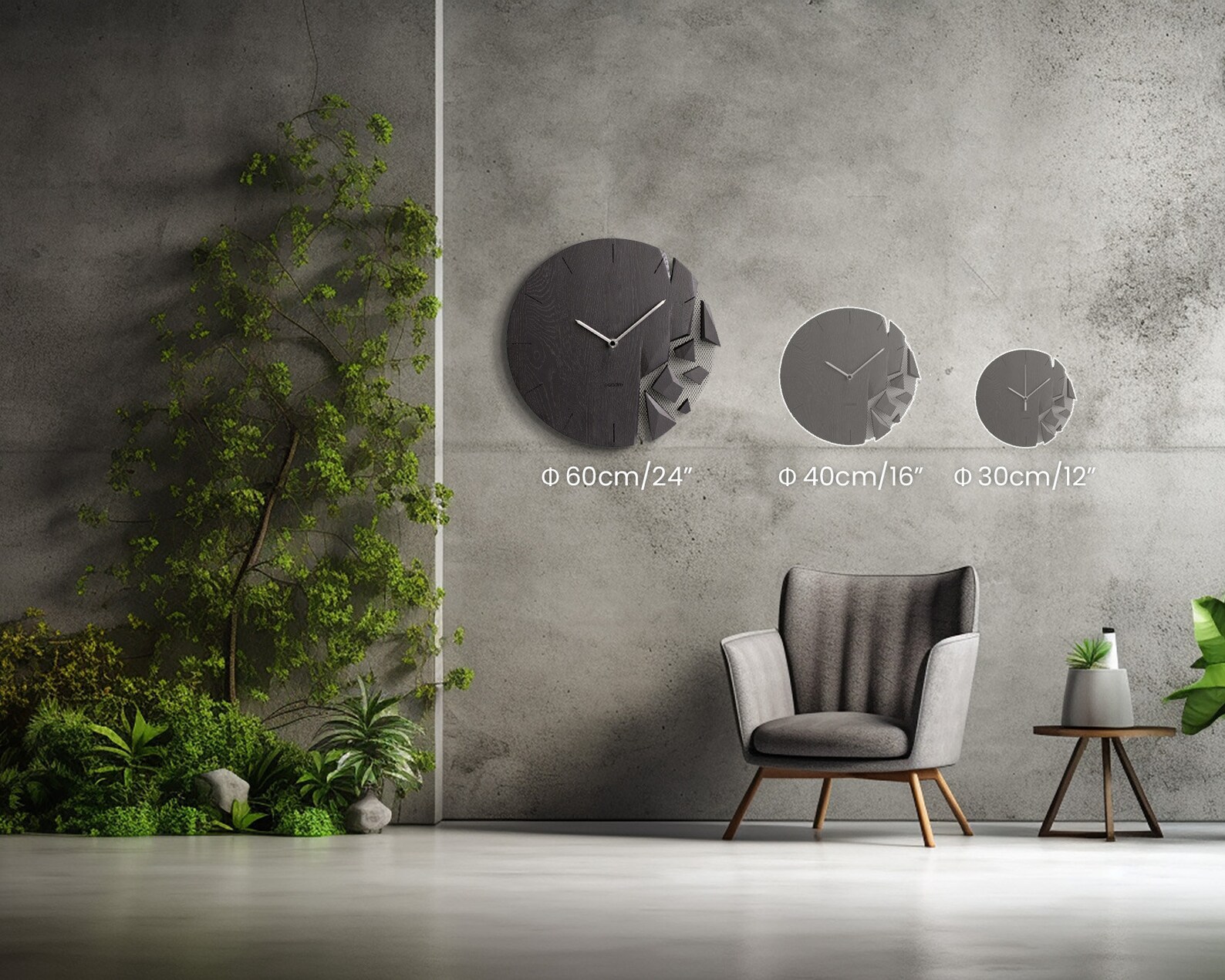 Abstract Wall Clock VREME 12" - Shattered Modern Art Timepiece ...