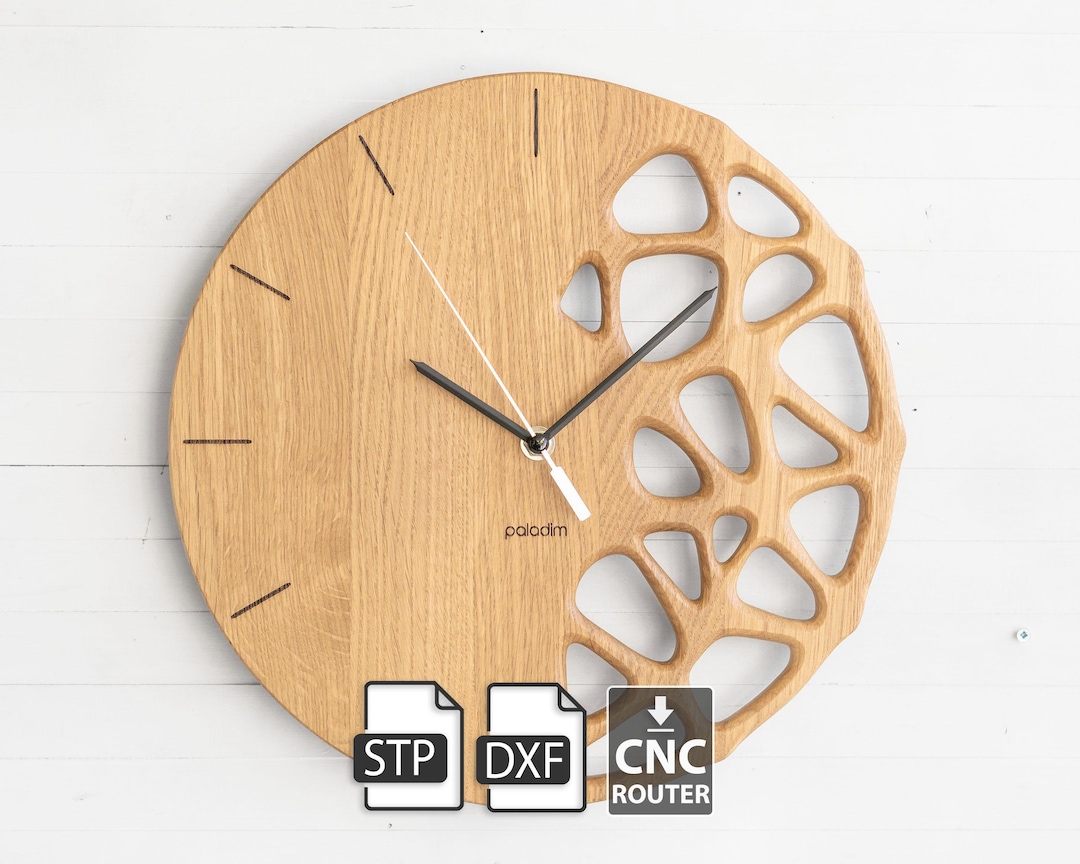 Organic Wooden Wall Clock, Original Digital Design - for CNC Router ...