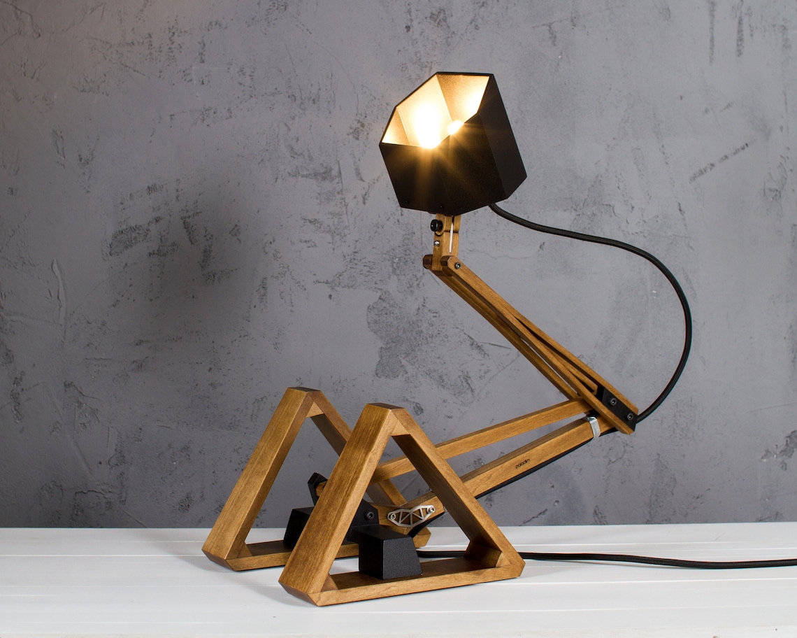Futuristic Desk Lamp Wooden Articulated Light Desk Lighting - Etsy