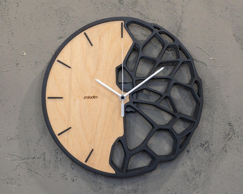 Industrial Organic Wall Clock - Made to Order From Birch Plywood, 30cm ...