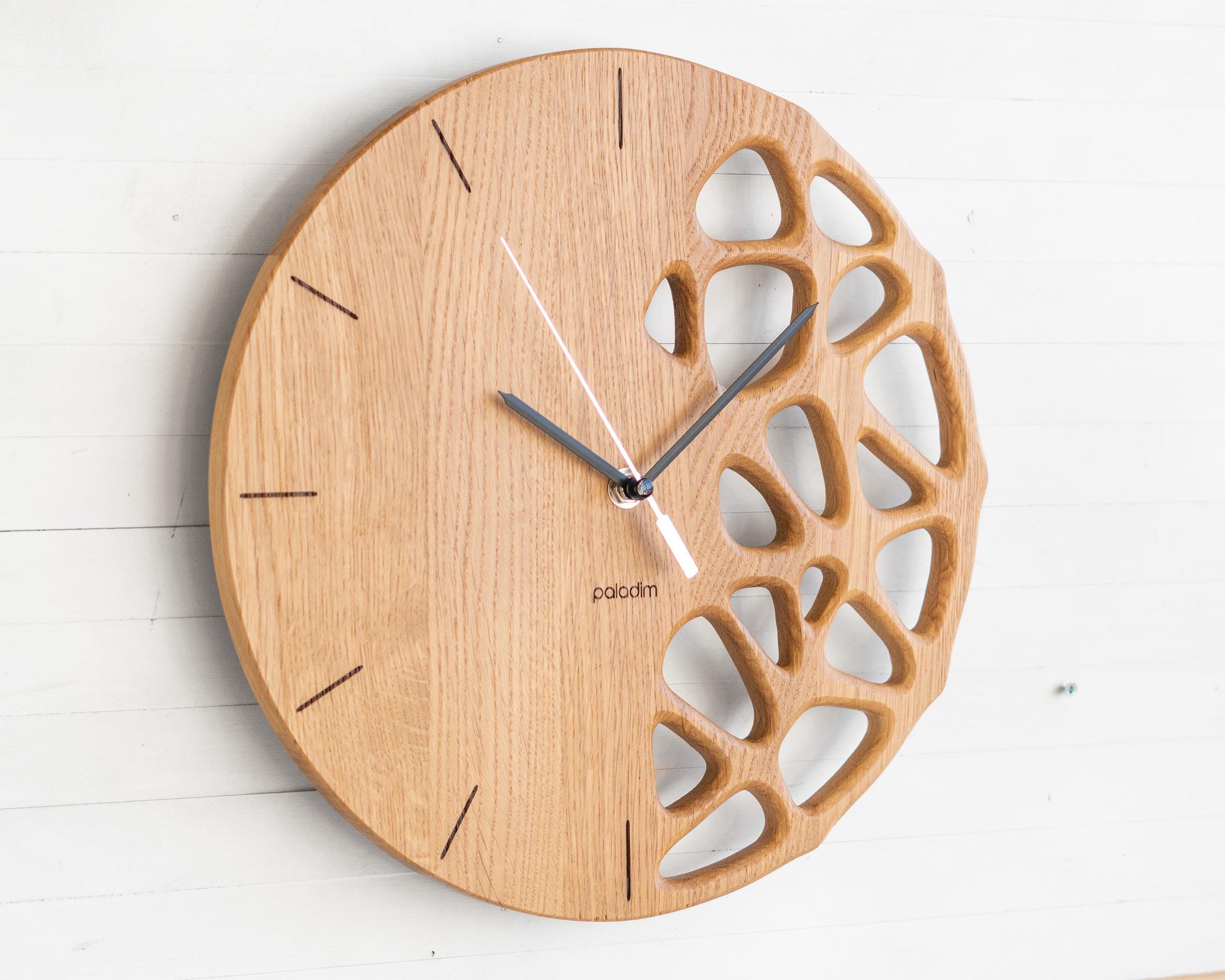Organic Oak Wall Clock: Geometric Sculpture, Handmade Artisan Decor - Etsy