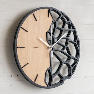 Industrial Organic Wall Clock - Made to Order From Birch Plywood, 30cm ...