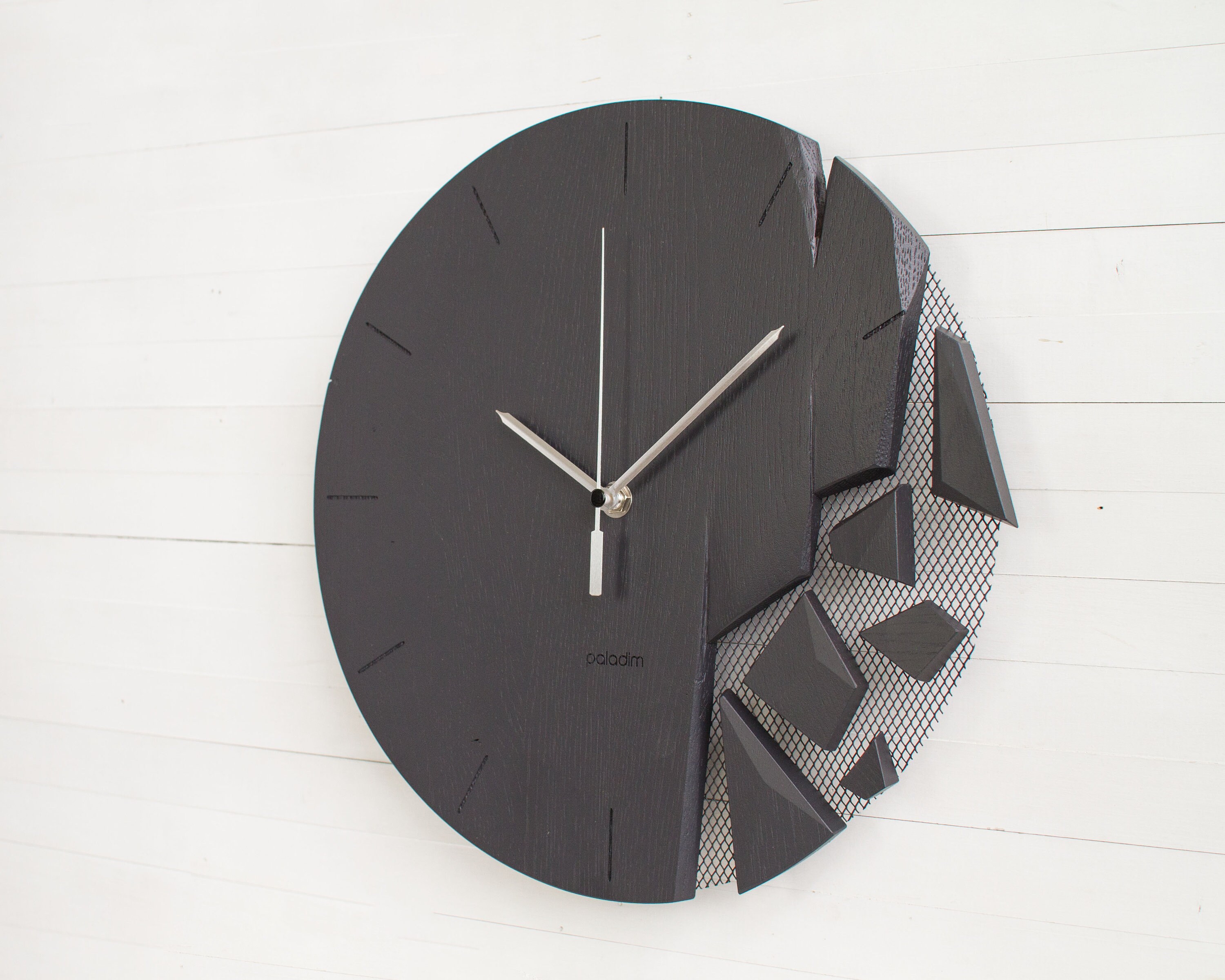 Abstract Wall Clock VREME 12" - Shattered Modern Art Timepiece ...