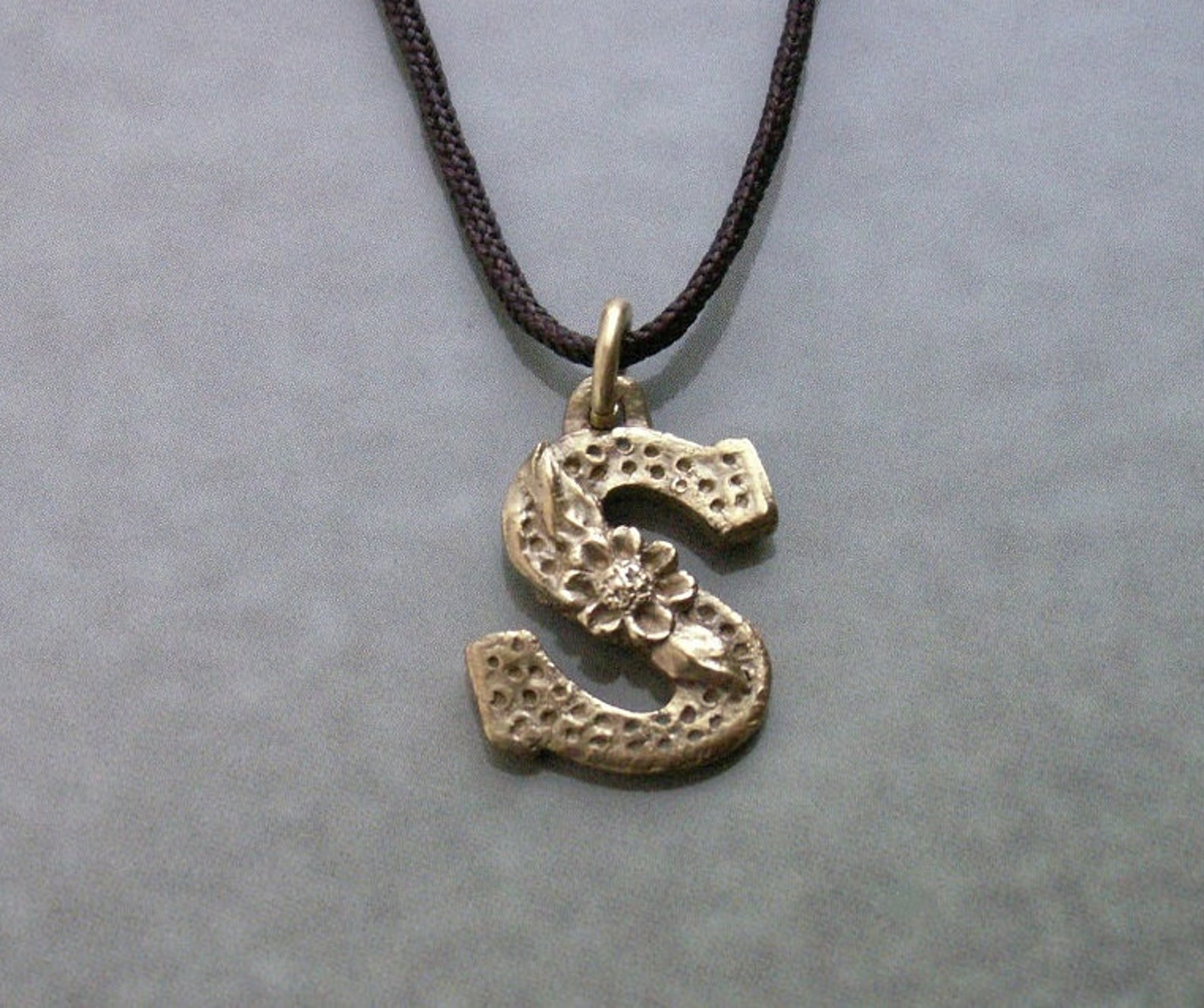 Monogram Necklace Name Necklace Letter S Pendant - Etsy