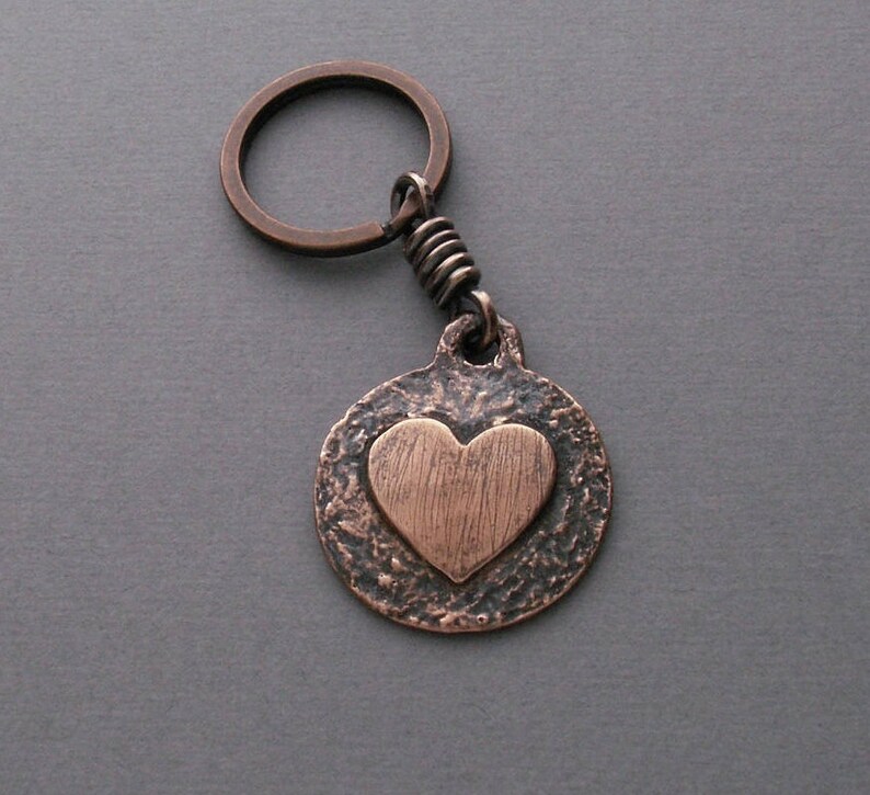 Heart Keychain, Copper Keyring, 7th Anniversary Gift, Copper Gift ...