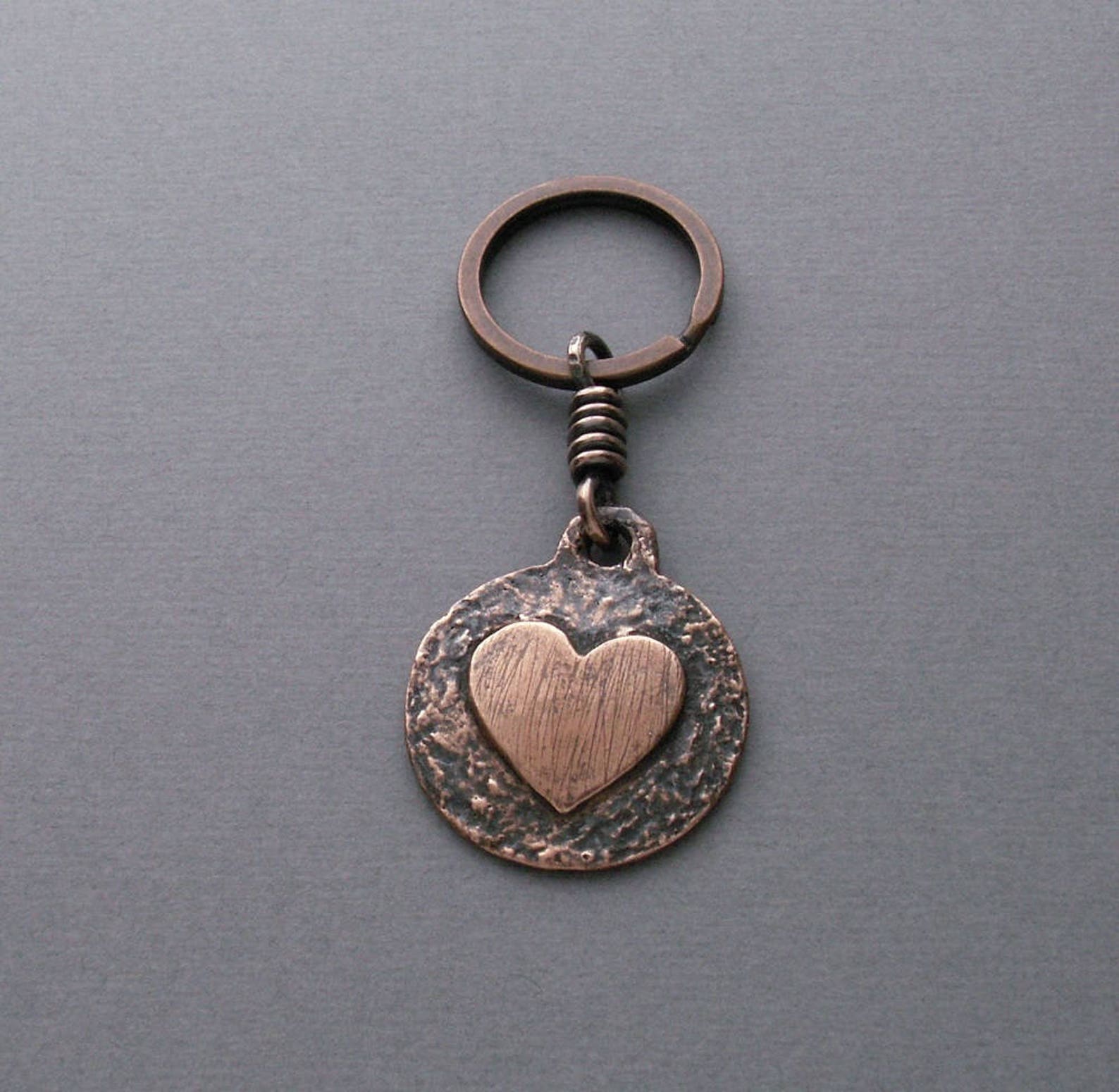 Heart Keychain, Copper Keyring, 7th Anniversary Gift, Copper Gift ...