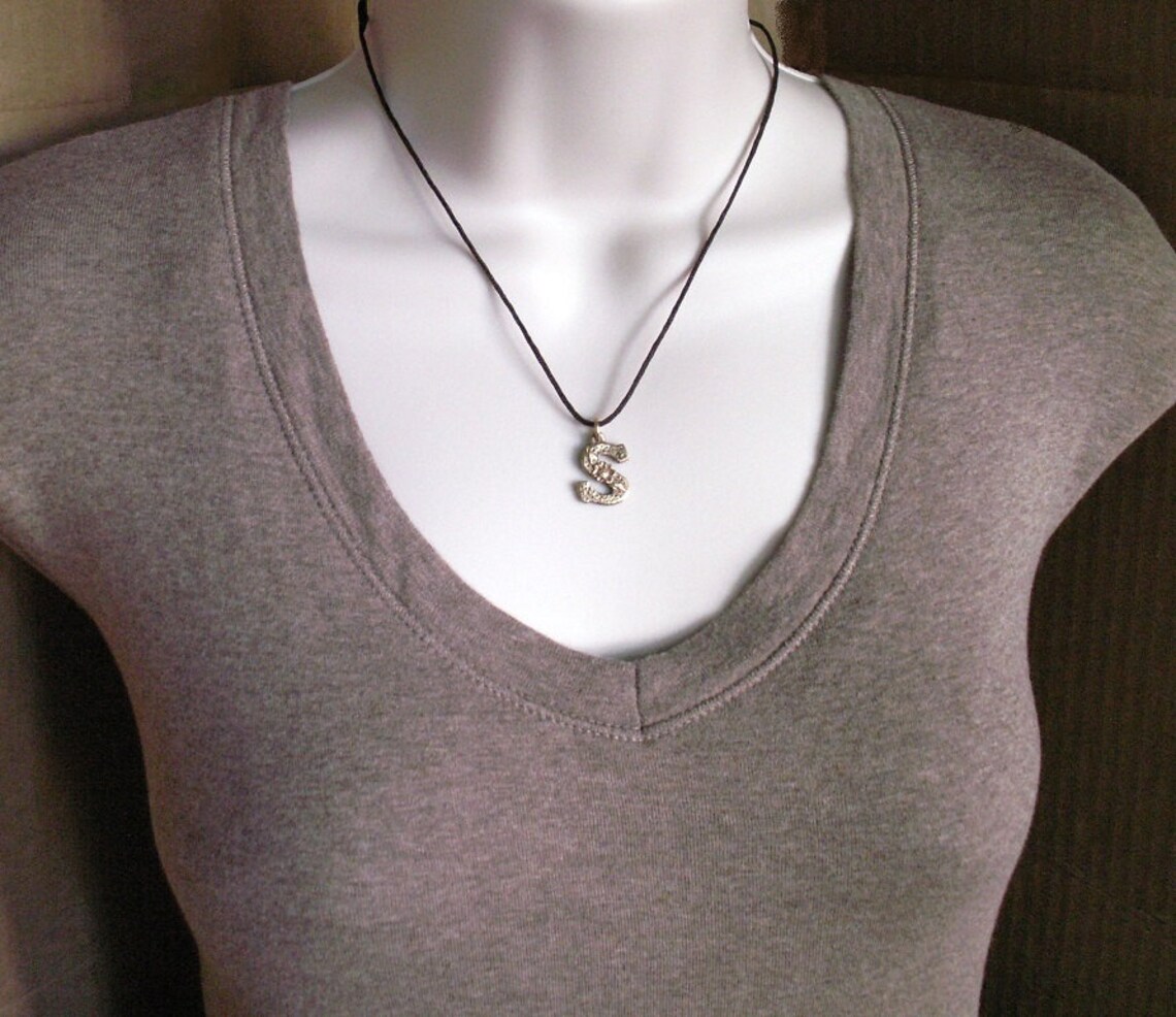 Monogram Necklace Name Necklace Letter S Pendant - Etsy