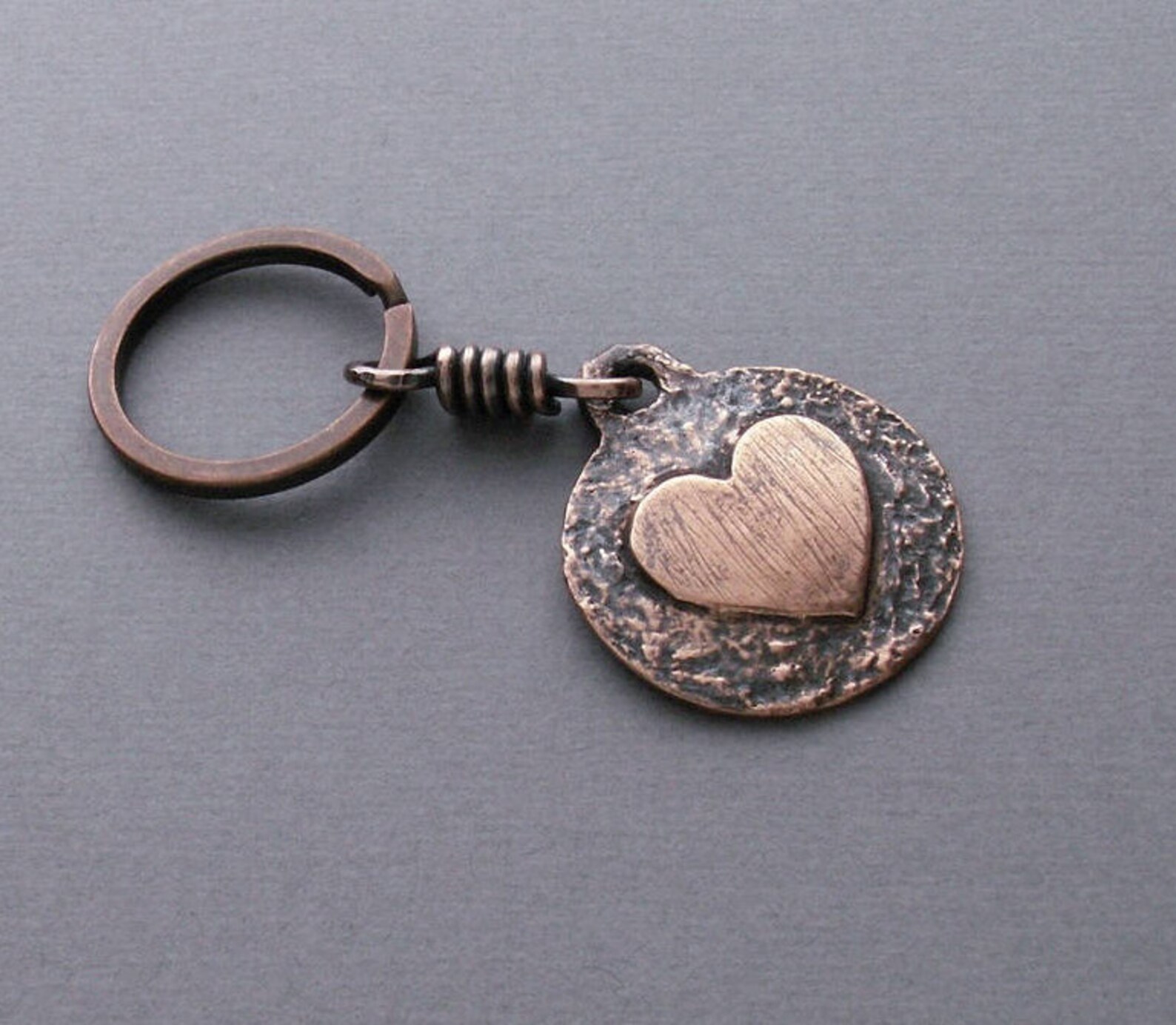Heart Keychain, Copper Keyring, 7th Anniversary Gift, Copper Gift ...