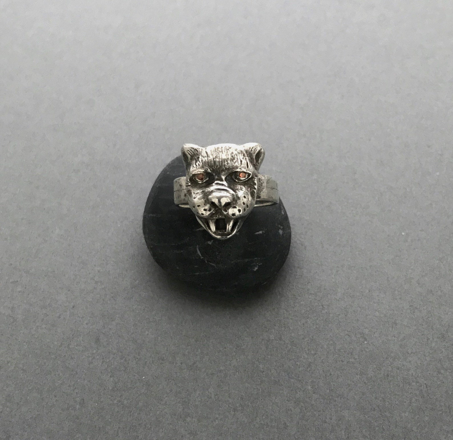 Sterling Silver Ring With Panther Face, Men Ring With Panther, Men's ...