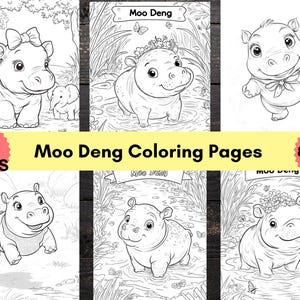 Moo Deng Coloring Pages, 14 Printable Pages, Letter Size, Cute Baby ...