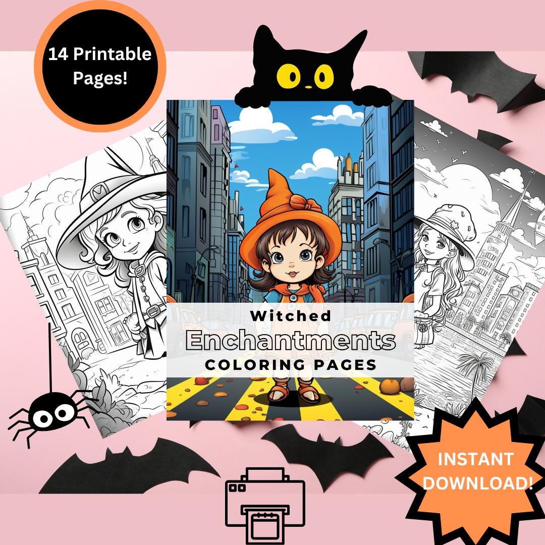 Witch Enchantments Coloring Pages , 14 Printable Pages, Instant ...