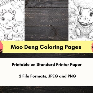 Moo Deng Coloring Pages, 14 Printable Pages, Letter Size, Cute Baby ...